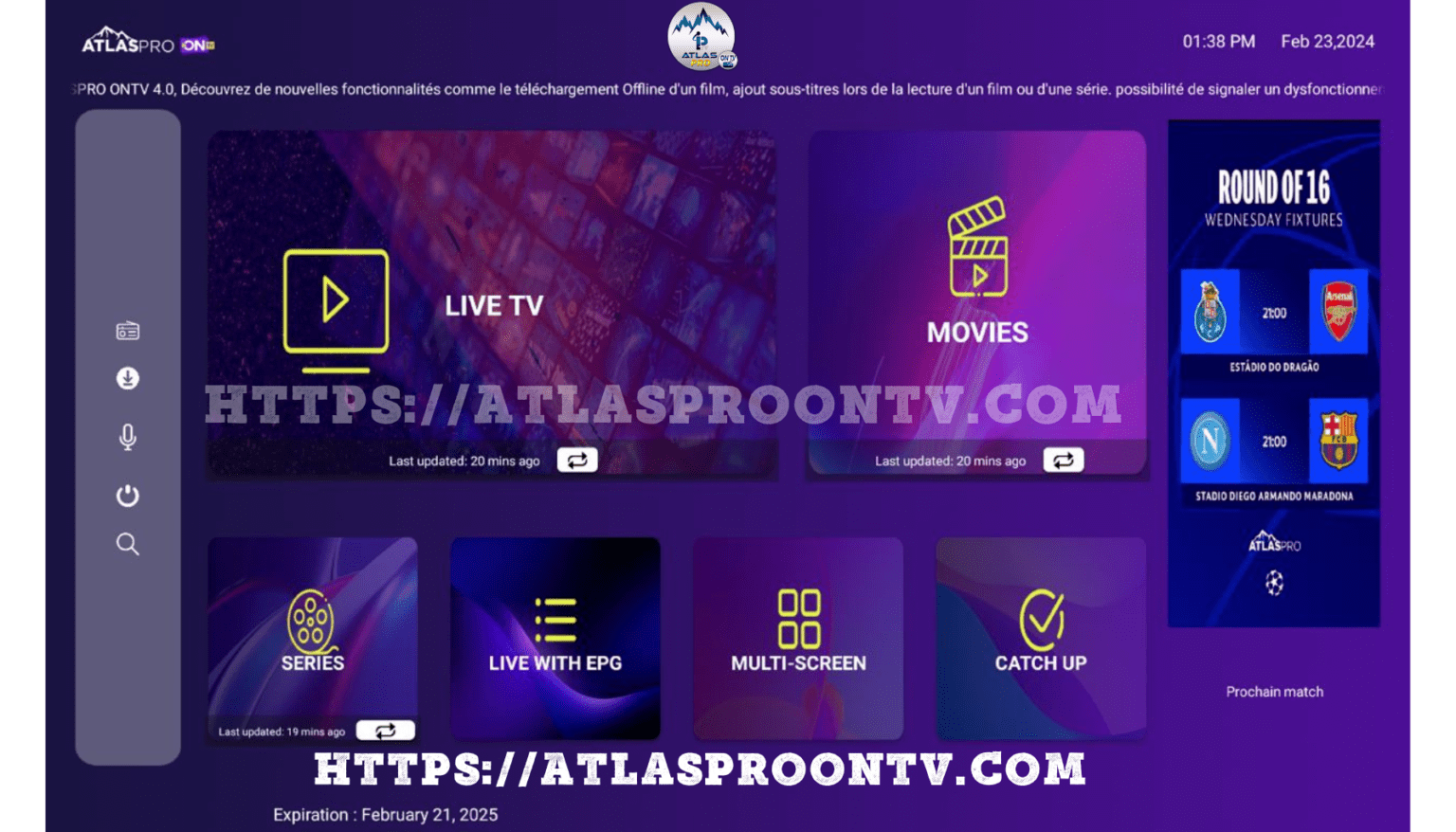 atlas pro on tv 12 mois ( 3 écrans ) - Le meilleur IPTV en France